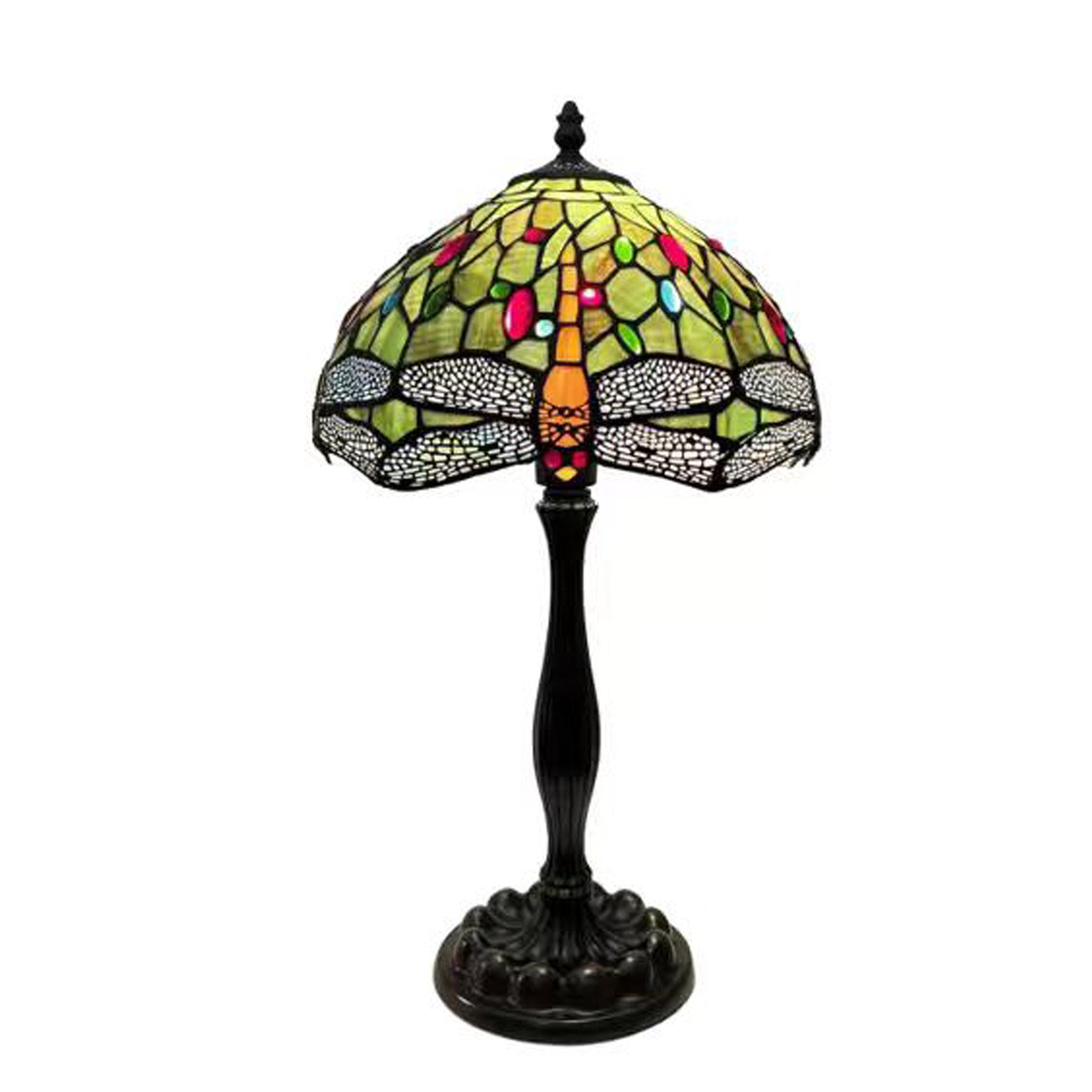 Tiffany Style Dragonfly Table Lam, Green Stained Glass – T1295 – Fine ...